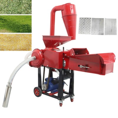 220V Hay Cutter Corn Sugarcane Crusher w/ Self-priming Hose Straw ...
