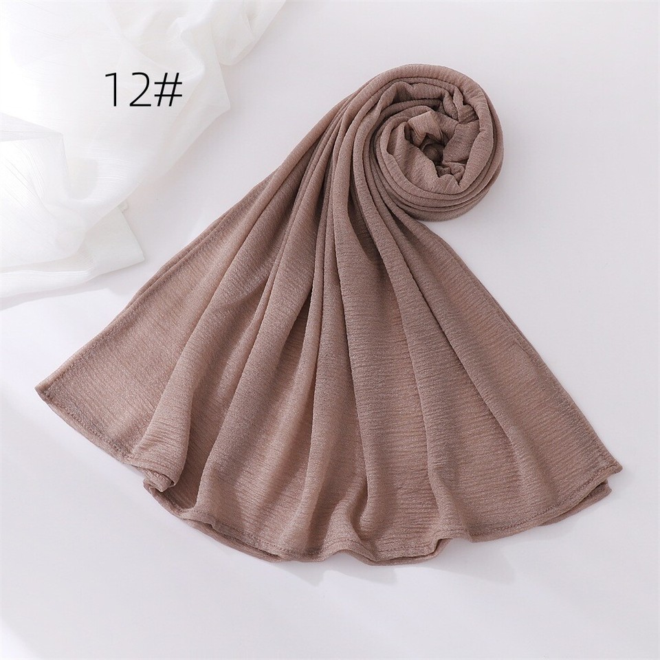 Solid Color Scarves Wrinkled Headscarves Shawls and Wraps Jersey Ladies ...
