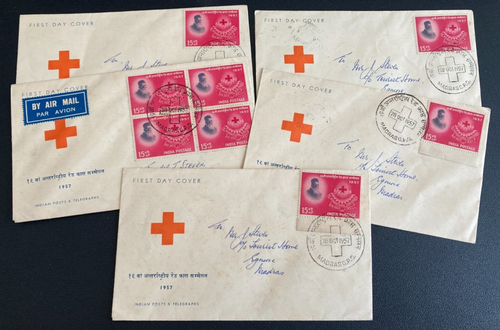 INDIA RED CROSS (5) 1957. AS SEEN. SOME MARKS/CREASES. | eBay