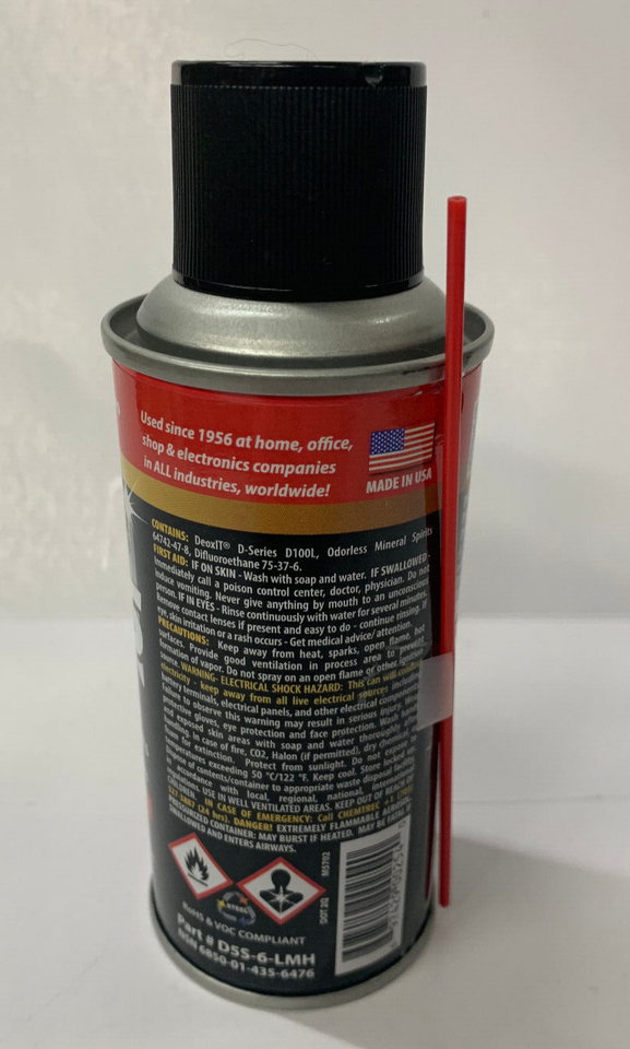 DeoxIT Spray D5 Contact Cleaner, w/Lo-Mid-Hi Straw, 5 oz, D5S-6-LMH ...
