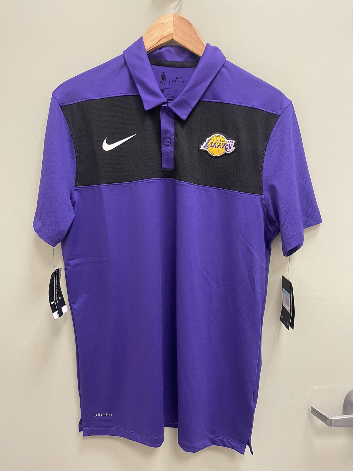 Nike Dri-Fit Los Angeles Lakers Polo Shirt Size M Mens Purple & Black ...