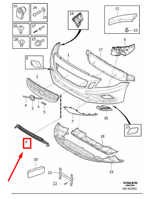 Genuine 2013-2013 Volvo S60 Lower Grille 31323430 for sale online | eBay