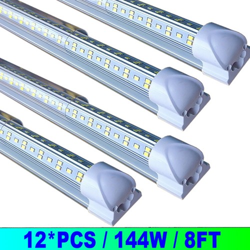 8' led shop lights 144w led Strip Lights 12Pc Cold White LED Garage ...