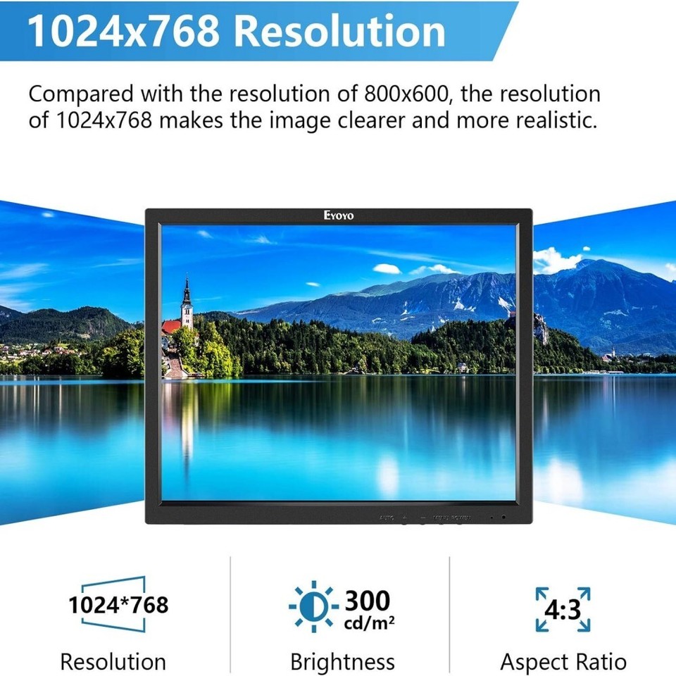 Eyoyo 14'' LCD HDMI Monitor 1024x768 Laptop PC Computer Monitor Screen ...