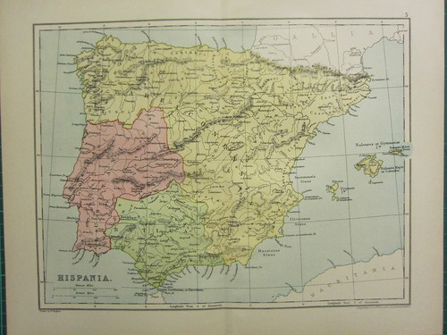 1904 MAP OF ANCIENT HISTORY ~ HISPANIA BALEARES BAETICA LUSITANIA ...
