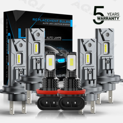 H7+H7+H11 Combo Mini LED Headlight Bulb High Low Beam fog Light 6500K ...