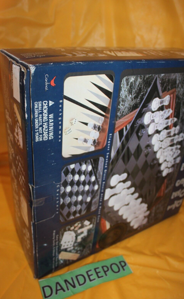 Cardinal Glass & Wood 7 Game Set Classics Fun Interactive Toy Chess ...