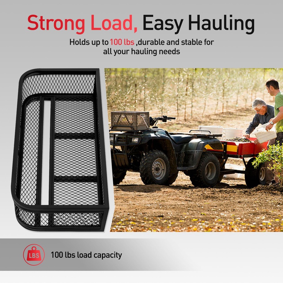 Heavy Duty ATV Front Cargo Basket Steel Mesh Rack 36x17.3 Inch ...