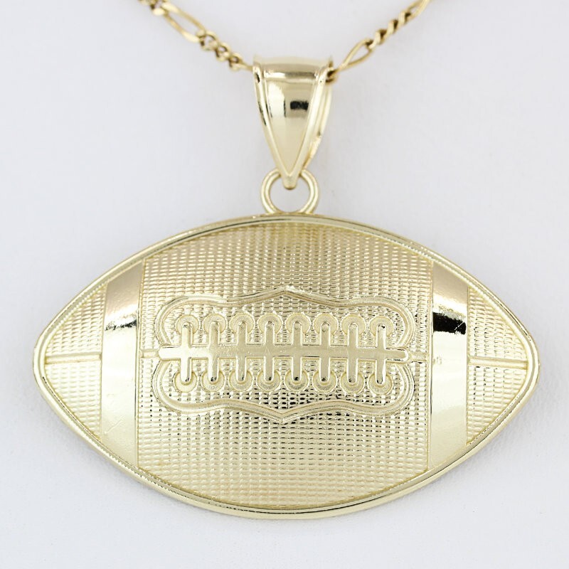 10 Karat Yellow Gold Large NFL Football Sports Pendant - Gem