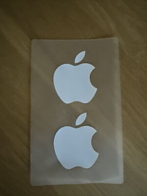 2 Authentic Medium OEM Apple White Logo Sticker Decal iPhone iPod iPad ...