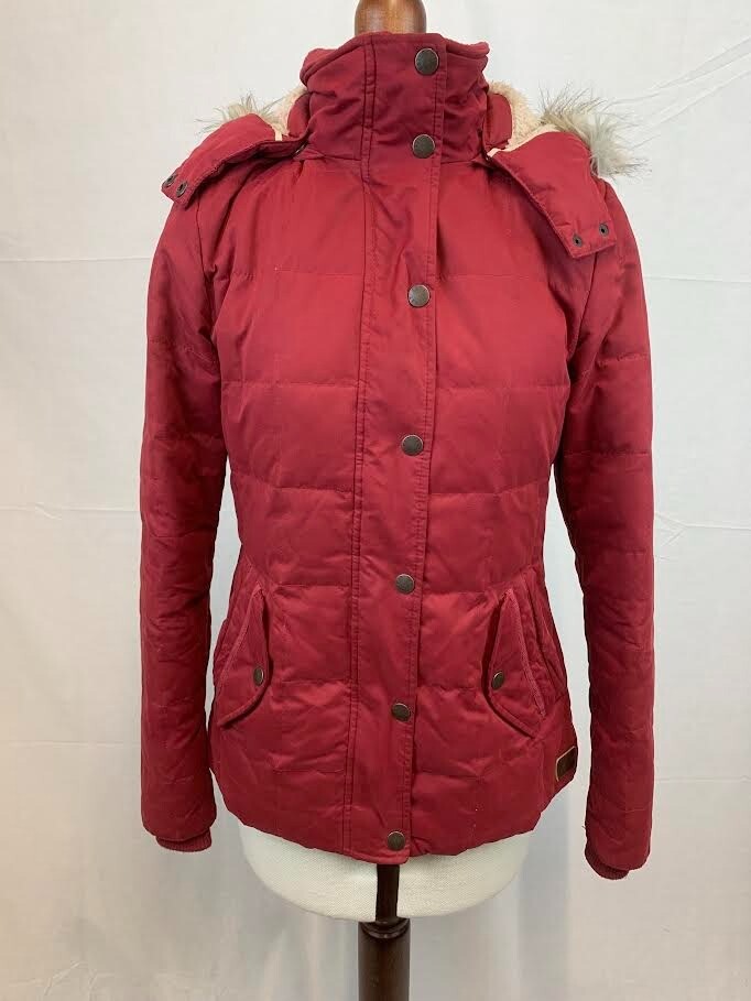 Fat Face Ladies Red Fitted Faux Fur Trim Parka Coat -… - Gem