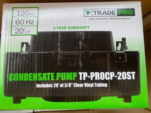 TRADEPRO TP-PROCP-20ST CONDENSATE PUMP WITH 20' OF 3/8" CLEAR VINYL TUBING for sale online | eBay