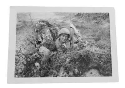WW2 Era Photo U.S. GI Sitting In Small Hole Defensive Fighting Position ...