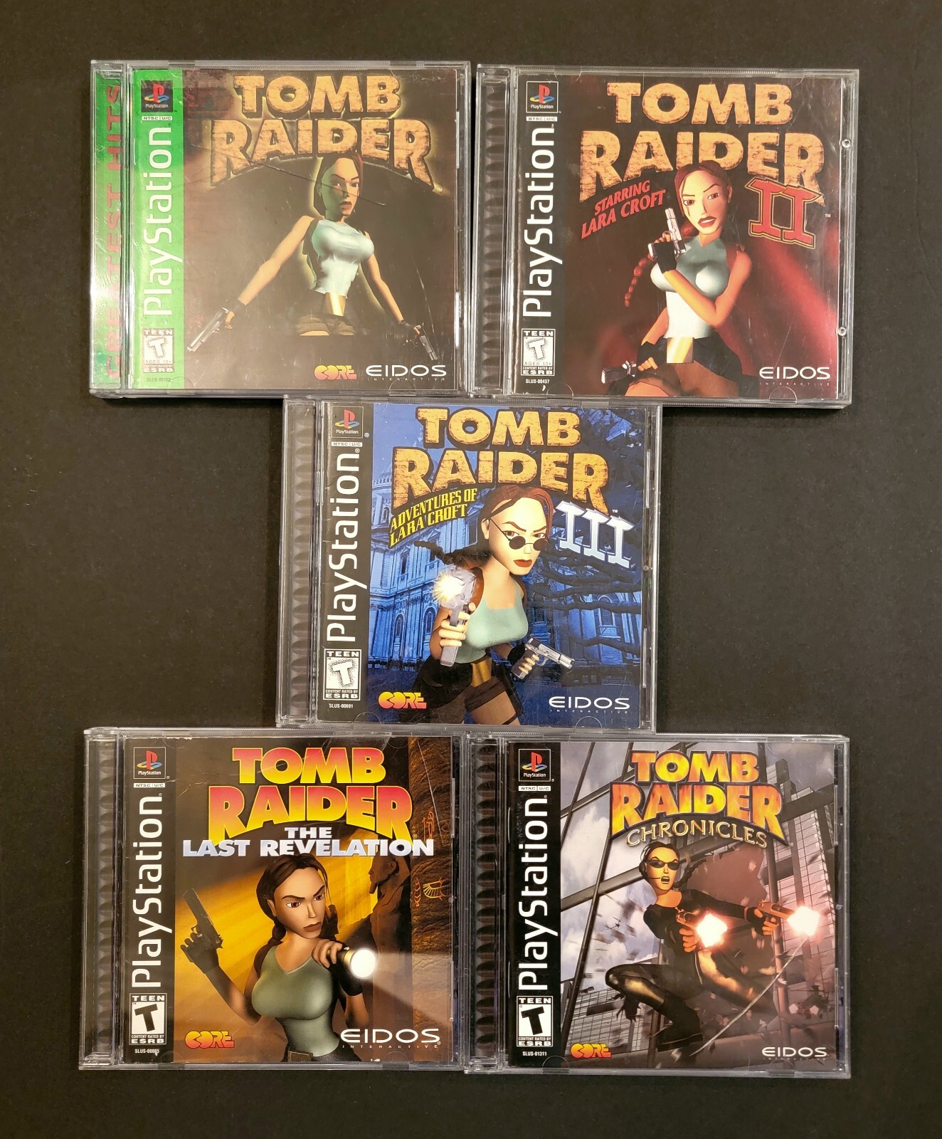 LOT OF 5 COMPLETE PS1 TOMB RAIDER Games 1 2 3 4 5 ALL 5 TESTED ...
