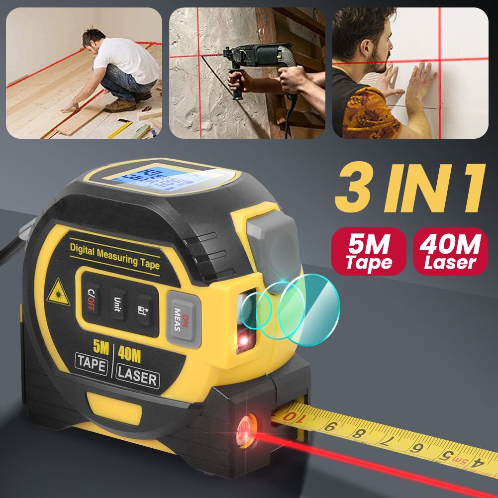 3in1 Digital Measure Tape Laser Distance Meter Measuring Tool Range ...