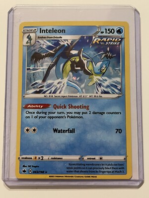 Pokémon TCG Inteleon Chilling Reign 043/198 Cosmos Holo Rare Promo NM/M ...