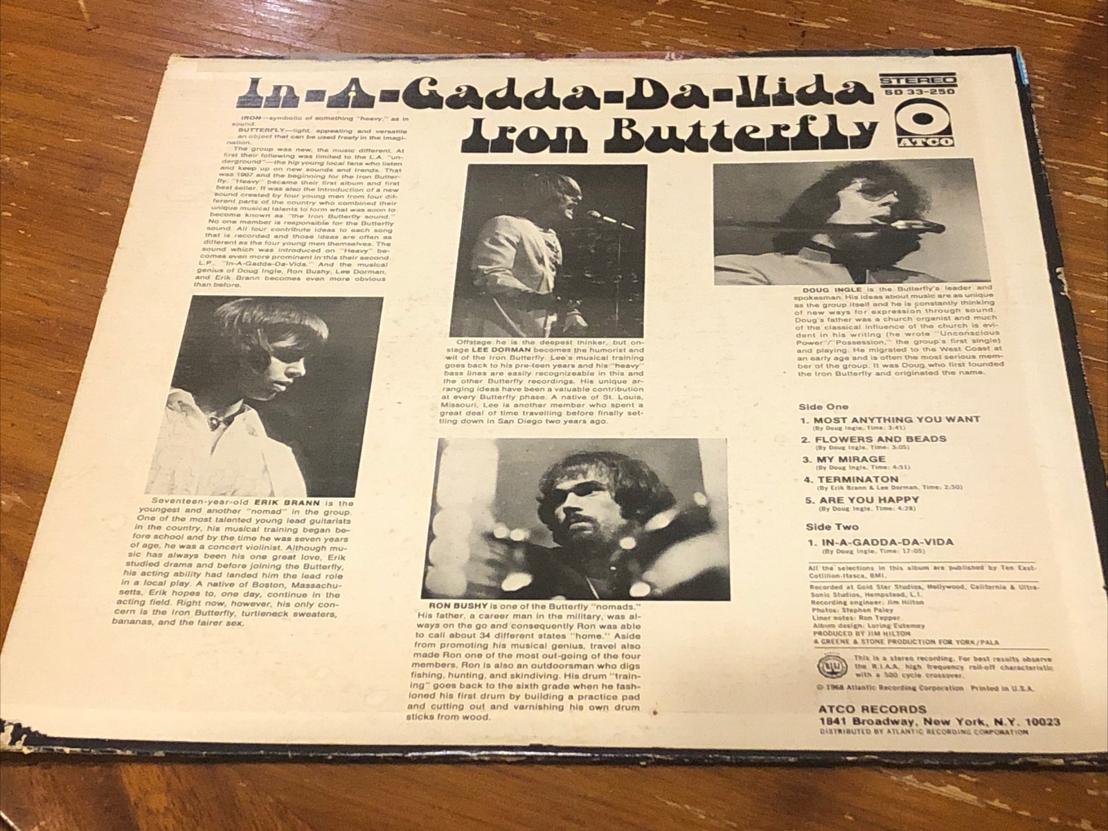 IRON BUTTERFLY-Doug Ingle IN-A-GADDA-DA-VIDA 1968 *Tested LP* VG+/ VG ...