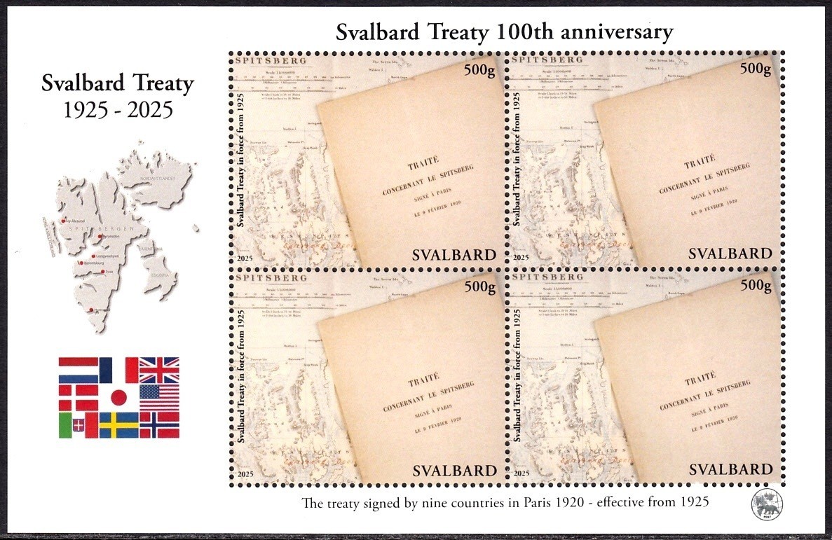SVALBARD 2025 FLAGS MAP SVALBARD TREATY 100th ANNIVERSARY SHEET MNH ...