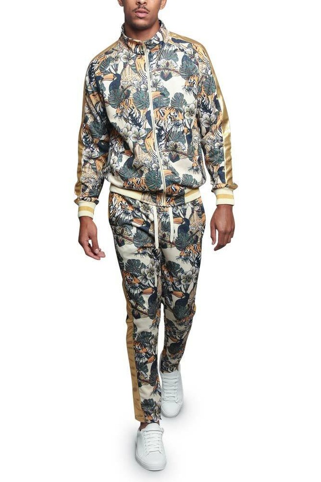 MEN'S Floral Tiger Track Pants & Jacket Jogging Track Suit Set S~5X ...