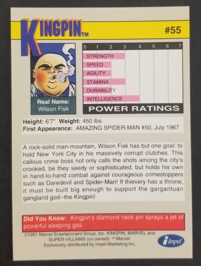 Kingpin 1991 Superheroes Marvel Impel Card #55 (NM) | eBay