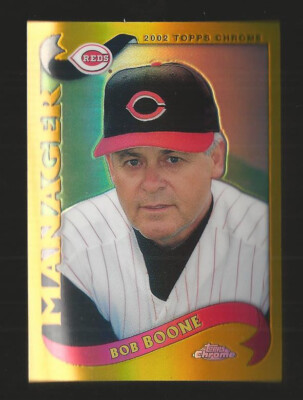 2002 Topps Chrome Bob Boone Reds Manager #304 Gold Refractor Rare Short ...
