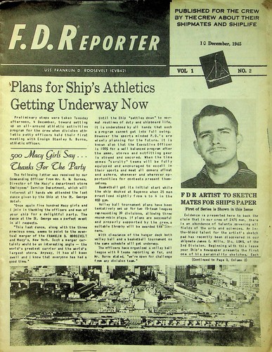 FD Reporter Ship Newspaper USS FD Roosevelt 1945 December WW2 Navy ...