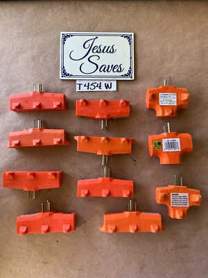 11 Grounded 3-Way Electric Adapter 3 Outlet AC Orange Plug Triple T454w ...