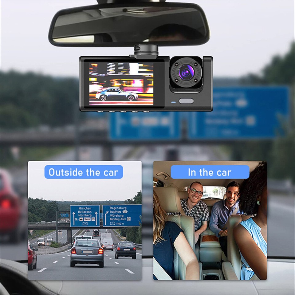 32GB Dash Cam for Car Security Camera Front & Rear & Inside Vehicle ...