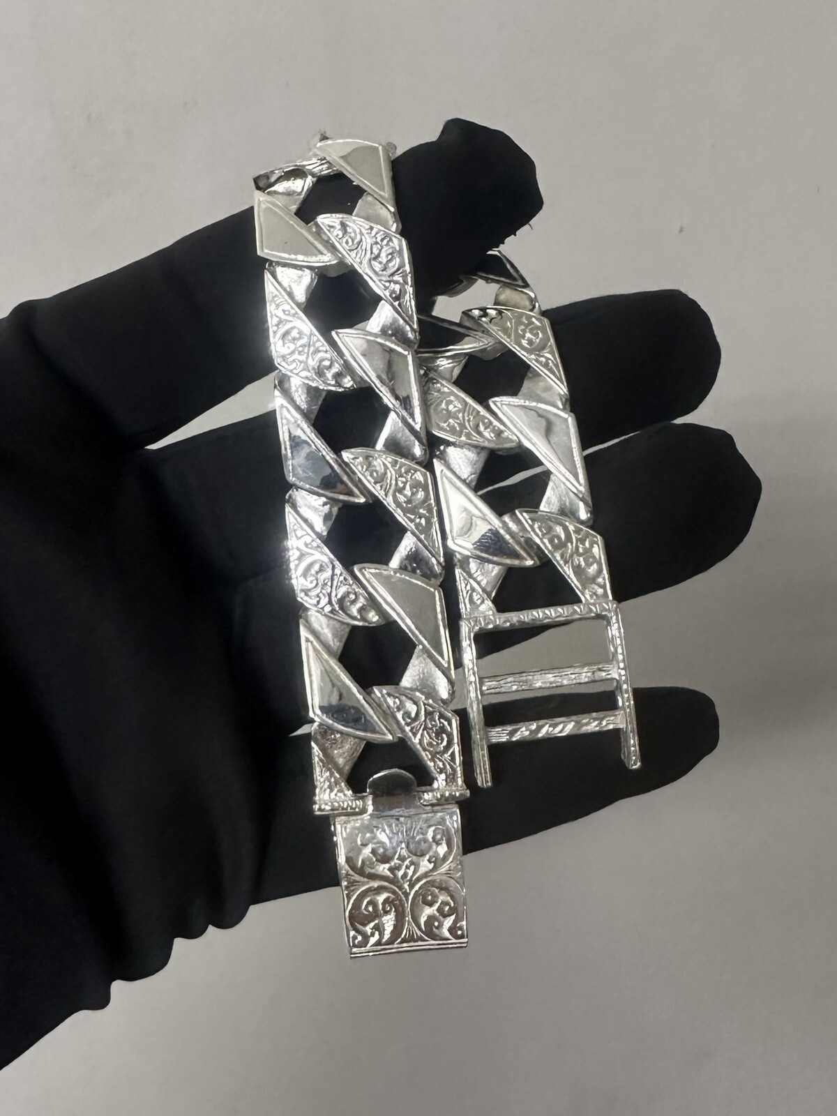 Sterling Silver Mens Curb Chaps Bracelet 20mm Heavy Old School 925 ...