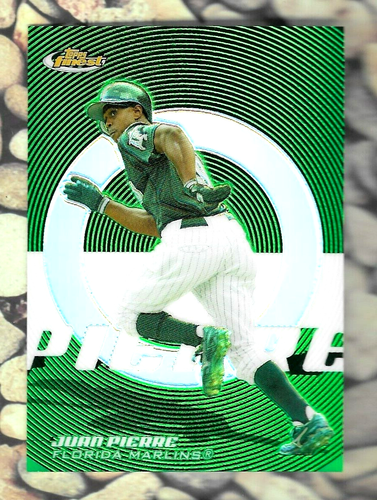 JUAN PIERRE 2005 TOPPS FINEST REFRACTOR GREEN SP INSERT BASEBALL #'D ...