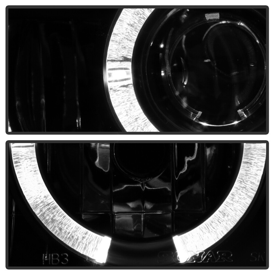 Black 1995-2005 Chevy Astro GMC Safari LED Halo Projector Headlights ...