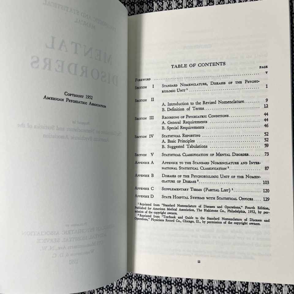 Diagnostic And Statistical Manual, Mental Disorders, DSM-1 Reprint ...