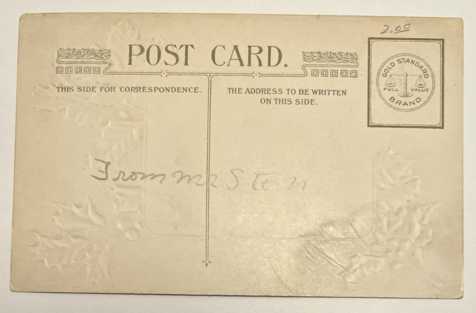 A Merry Christmas, Holly, Mill, Snow, Vintage Embossed Postcard | eBay