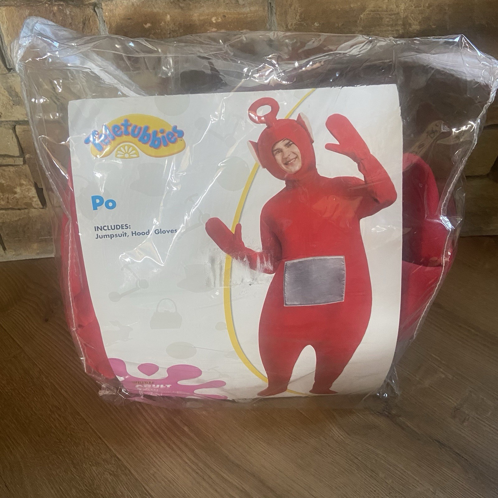 Teletubbies Po Costume Adult Jumpsuit Hood Gloves Red… - Gem