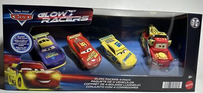 Disney Pixar Cars Glow Racers 4 Pack Box Will Rusch Lightning Mater ...