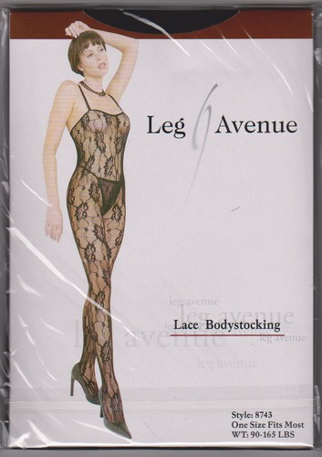 VTG LEG AVENUE SHEER BLK MESH FLORAL LACE BODY STOCKING LINGERIE OSFM ...