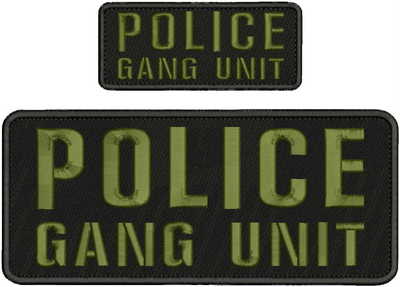 POLICE GANG UNIT EMBROIDERY PATC 4X10 & 2X5 HOOK ON BACK BLK/OD | eBay