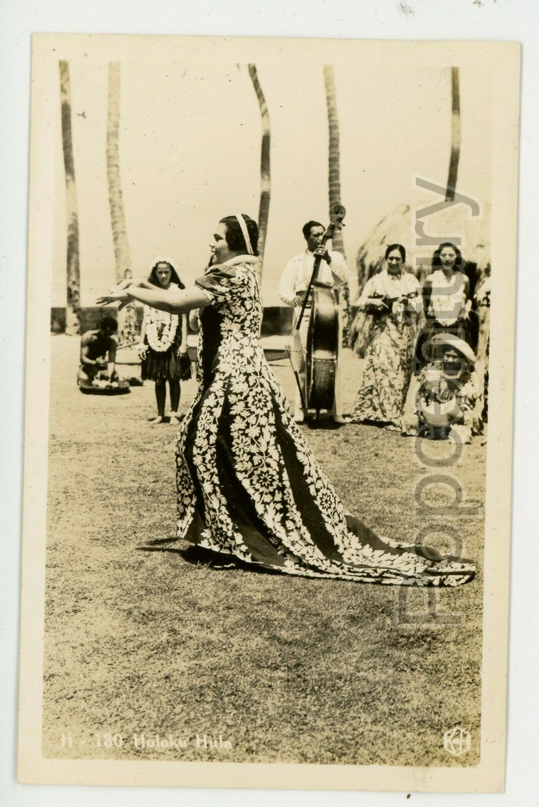 Postcard RPPC Photograph 1940s Hawaii Holoku Hula Dance Silk Dress ...