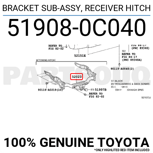Trailer Tow Hitch 519080C040 Fits 2008 TOYOTA Tundra OEM for sale ...