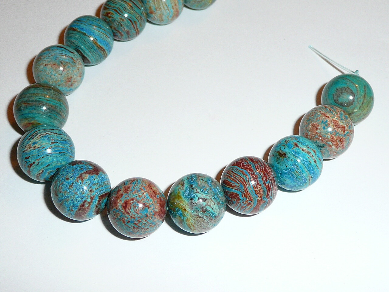 Gorgeous Imperial Turquoise Blue Round Beads 14mm (14 beads) Marble ...