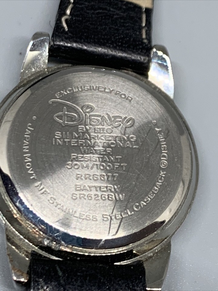 Vintage Disney Mickey Mouse Watch SII RRS377 WR 30 ATM Leather Band ...