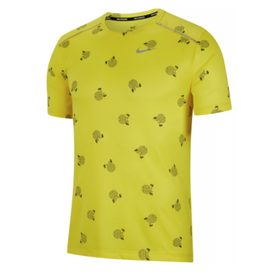 Nike Running Tee Mens Dri FIT Dry Miler Wild Run Graphic Yellow Small ...