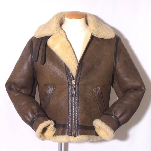 Schott B-3 Size 38 Real Mouton Bomber Lamb Leather Flight Jacket Brown Used | eBay