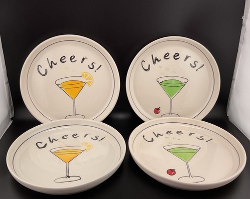 Cheers! Cocktail Appetizer Plates 8” Decorative Martini Glass Party ...