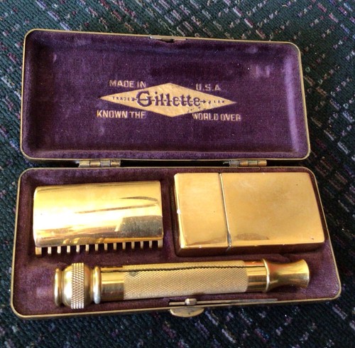 Antique Vintage Gold Tone Gillette Case Razor Case Shaver as is | eBay