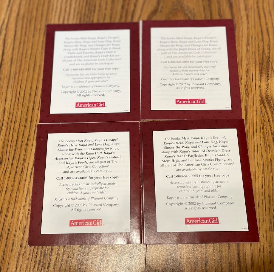 Pleasant Company American Girl Doll Kaya Booklets Pamphlets ONLY | eBay