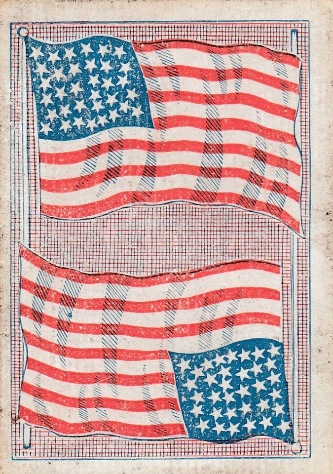 ACE of SPADES - 1800's - SQUARE CORNER - FLAG - 1 single vintage ...