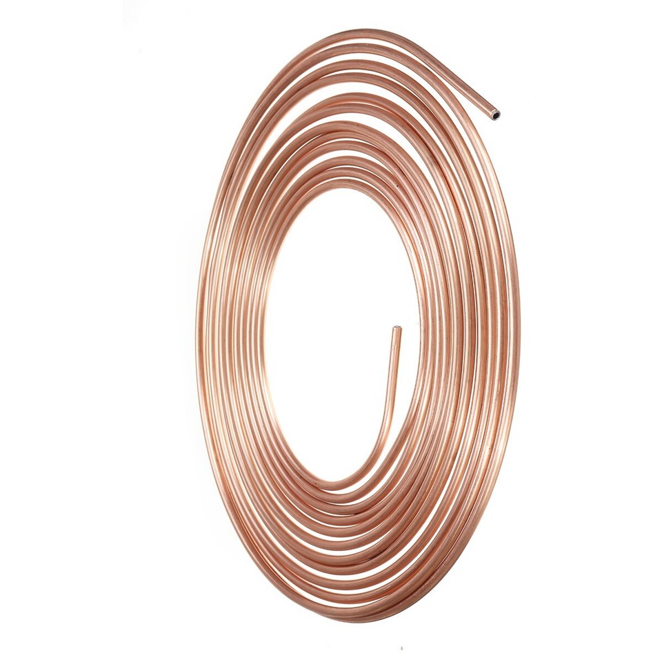 25ft 3/16'' Copper Nickel Brake Line Fuel Pipe 1Roll +15Pcs Fitting ...
