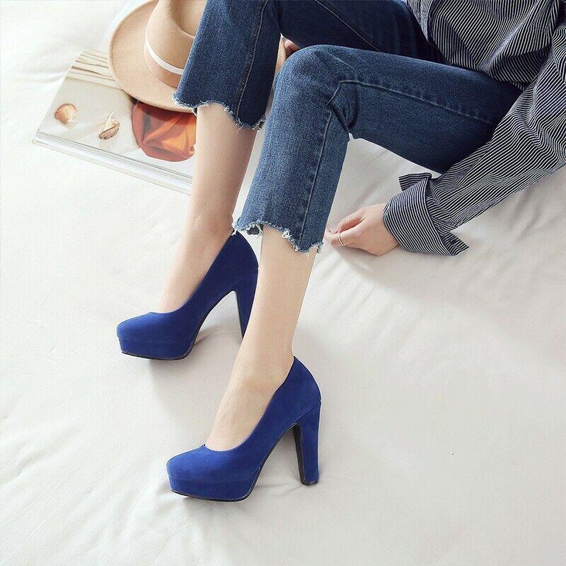Women's Formal Dress Leisure Platform Round Toe Pull On High Chunky ...
