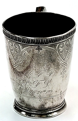 American Coin Silver Cup Hand Engraved Mono | eBay